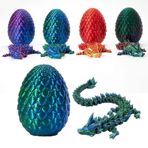 (Silk White) 3D Printed Dragons Toys with Egg Flexible Articulated ...