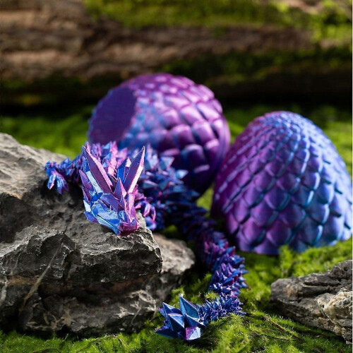 (Silk White) 3D Printed Dragons Toys with Egg Flexible Articulated ...