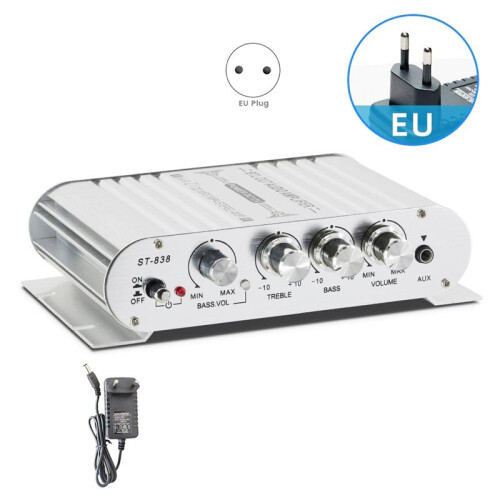 ST-838 HiFi 2.1 Channel Power Amplifier Stereo Bass Sound Amp RMS 20Wx2 ...