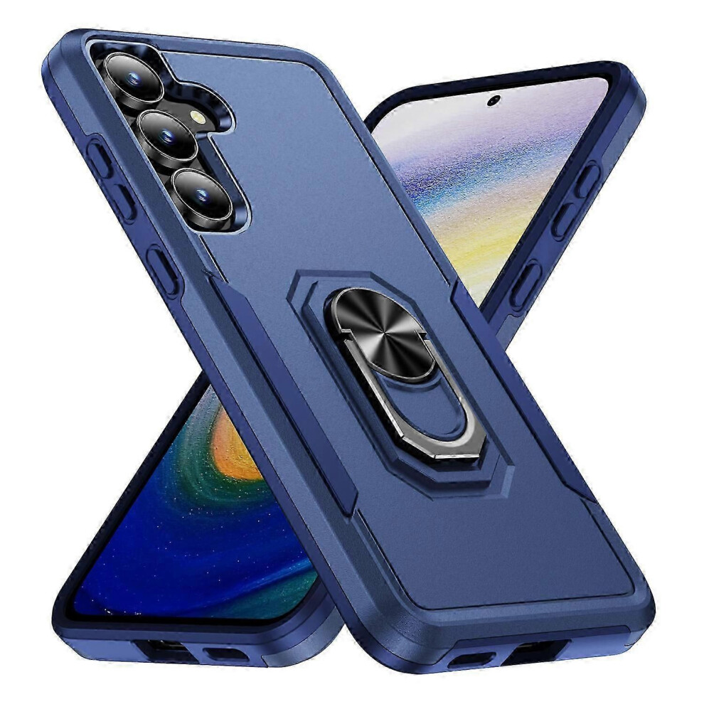 Military Grade Galaxy S25 FE Case with Ring Kickstand, Blue PC + TPU ...
