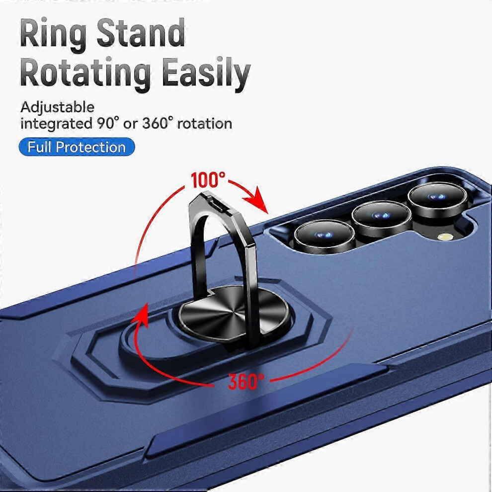 Military Grade Galaxy S25 FE Case with Ring Kickstand, Blue PC + TPU ...