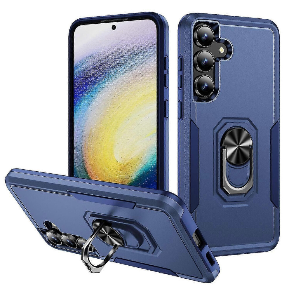 Military Grade Galaxy S25 FE Case with Ring Kickstand, Blue PC + TPU ...