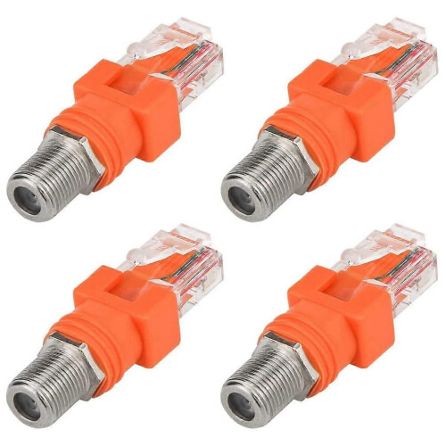 Coaxial to Ethernet Adapter, 4 Pack Coax RF F Female to RJ45 Male ...