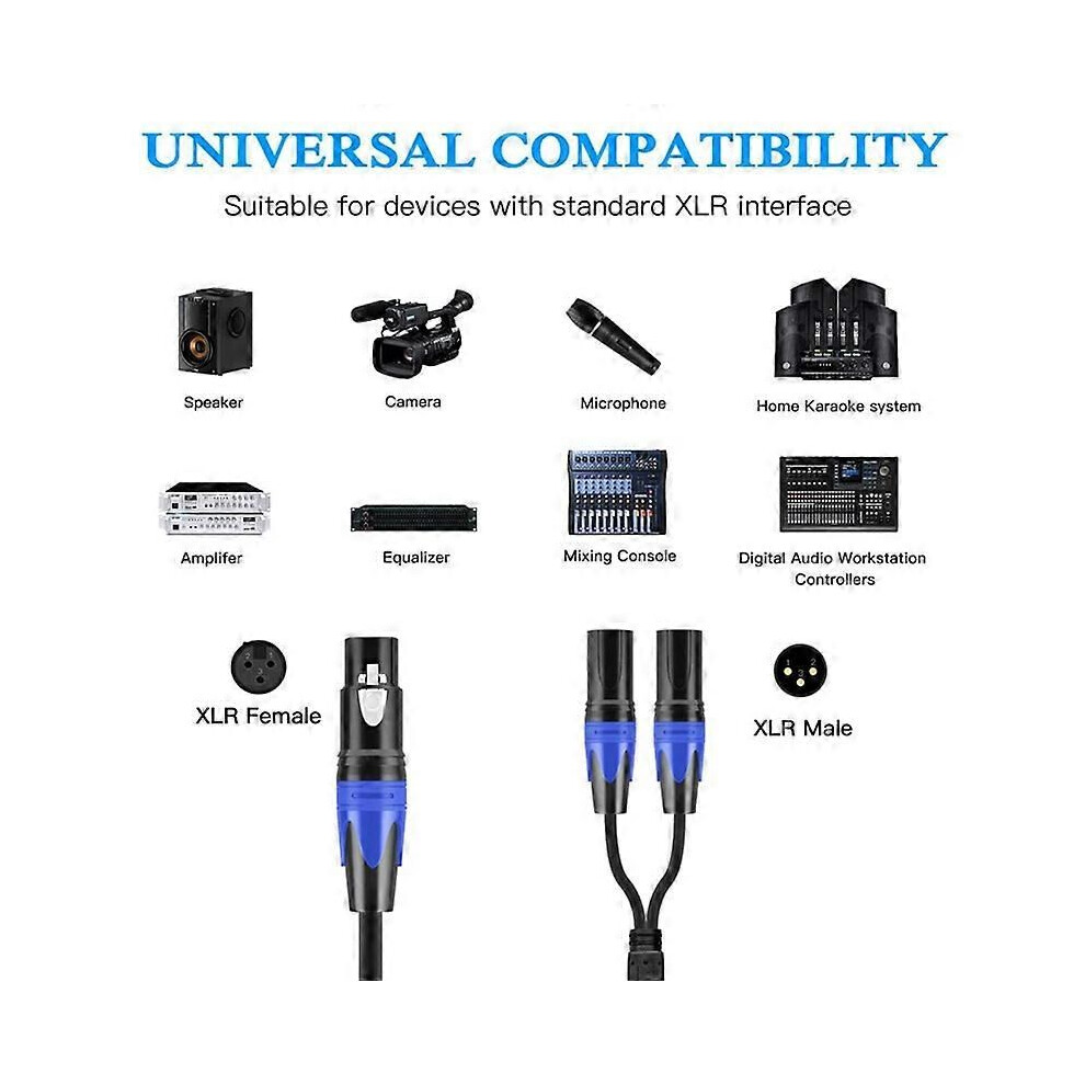 XLR Splitter Cable, 1 XLR Female to 2 XLR Male Y Cable Balanced ...