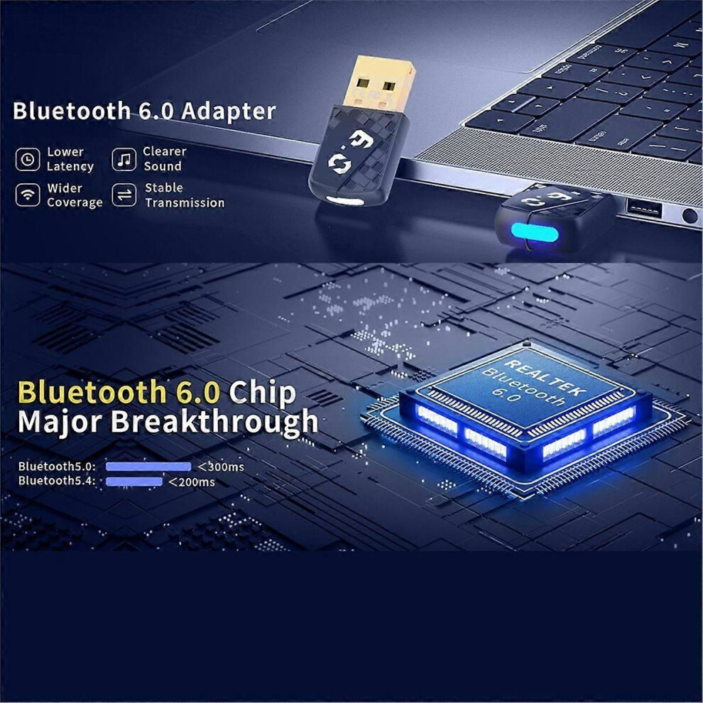 USB Bluetooth6.0 Dongle Bluetooth6.0 Receiver Transmitter Adapter for ...