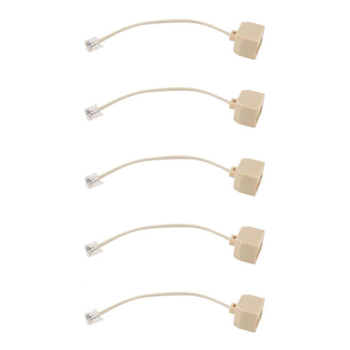 5X Telephone RJ11 Male Line to Double RJ11 Female Jack Filter Splitter ...