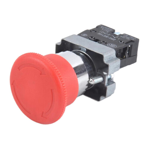 22mm NC Red Mushroom Emergency Stop Push Button Switch 600V 10A ZB2 ...
