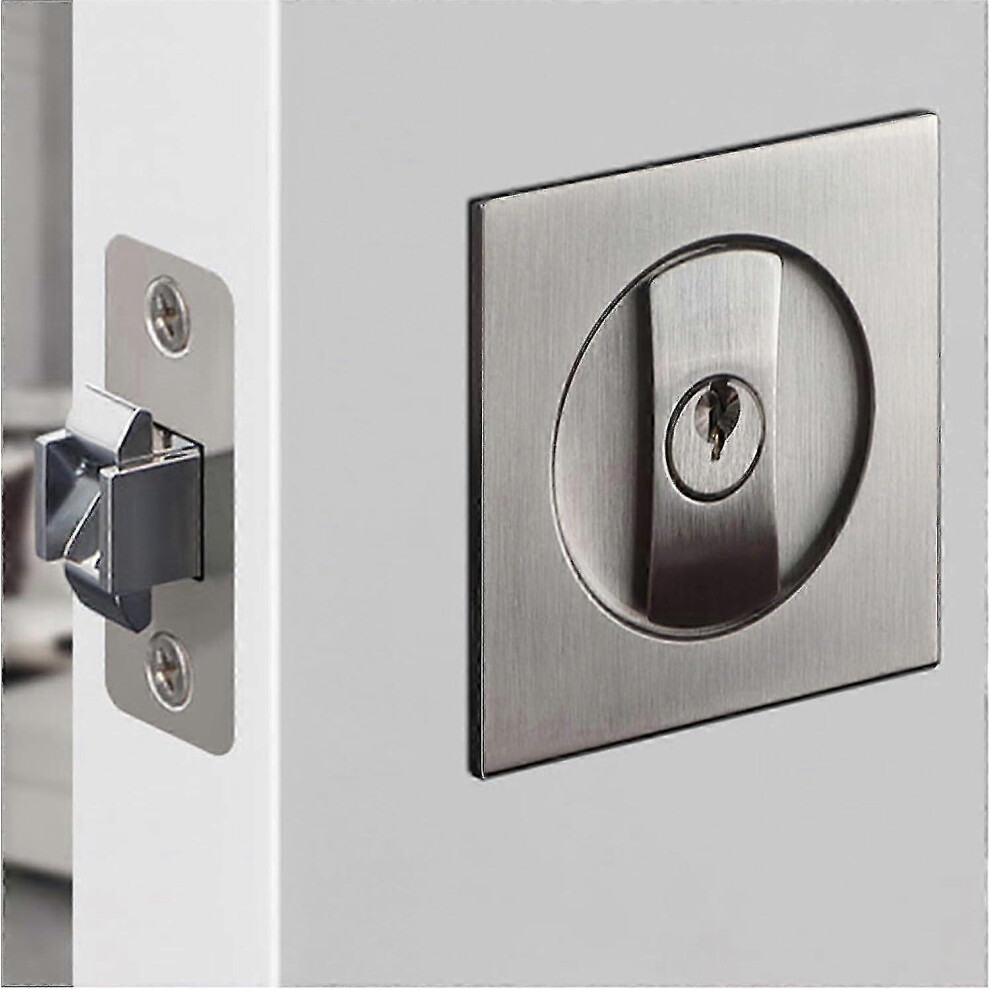 Sliding Pocket Door Lock, Invisible Recessed Mortise Lock with Silver ...