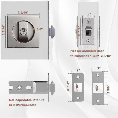Sliding Pocket Door Lock, Invisible Recessed Mortise Lock with Silver ...