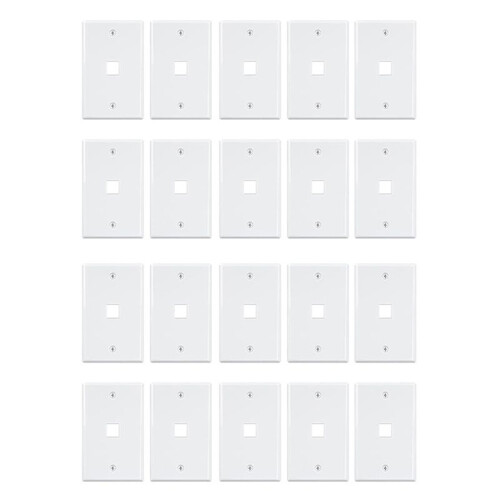 20-Pack 1 Port Jack Wall Plate, Low Profile Ethernet Wall Plate Single ...