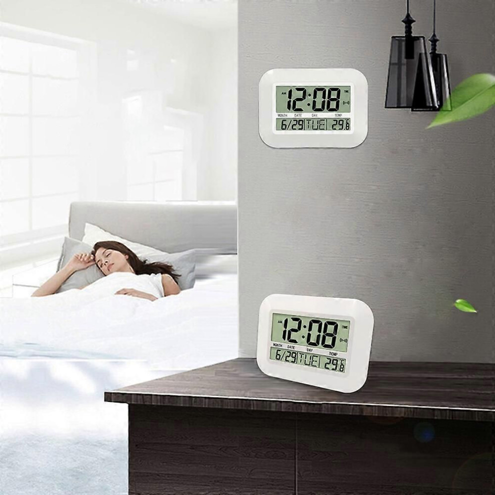 Digital Wall Clock Battery Operated Simple Temperature Calendar Date ...