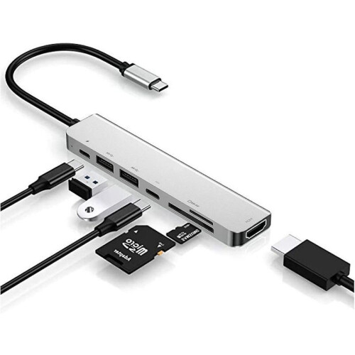 Usb C Hub Adapter Dongle With 4k 60hz Hdmi, 87w Power Delivery, 2 Usb ...