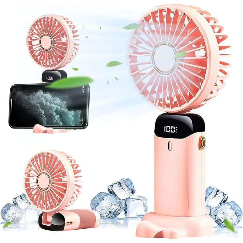 Ventilateur portable LINJOU, rechargeable, 5 vitesses, fonctionne sur ...