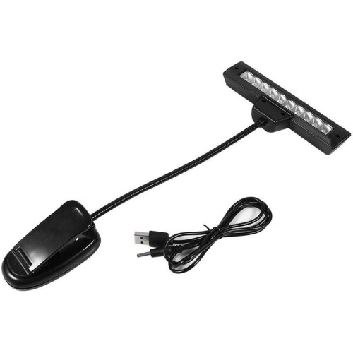 2025 New Clip On Book Light, Portable 10 LED Clip-On Music Stand Clamp ...