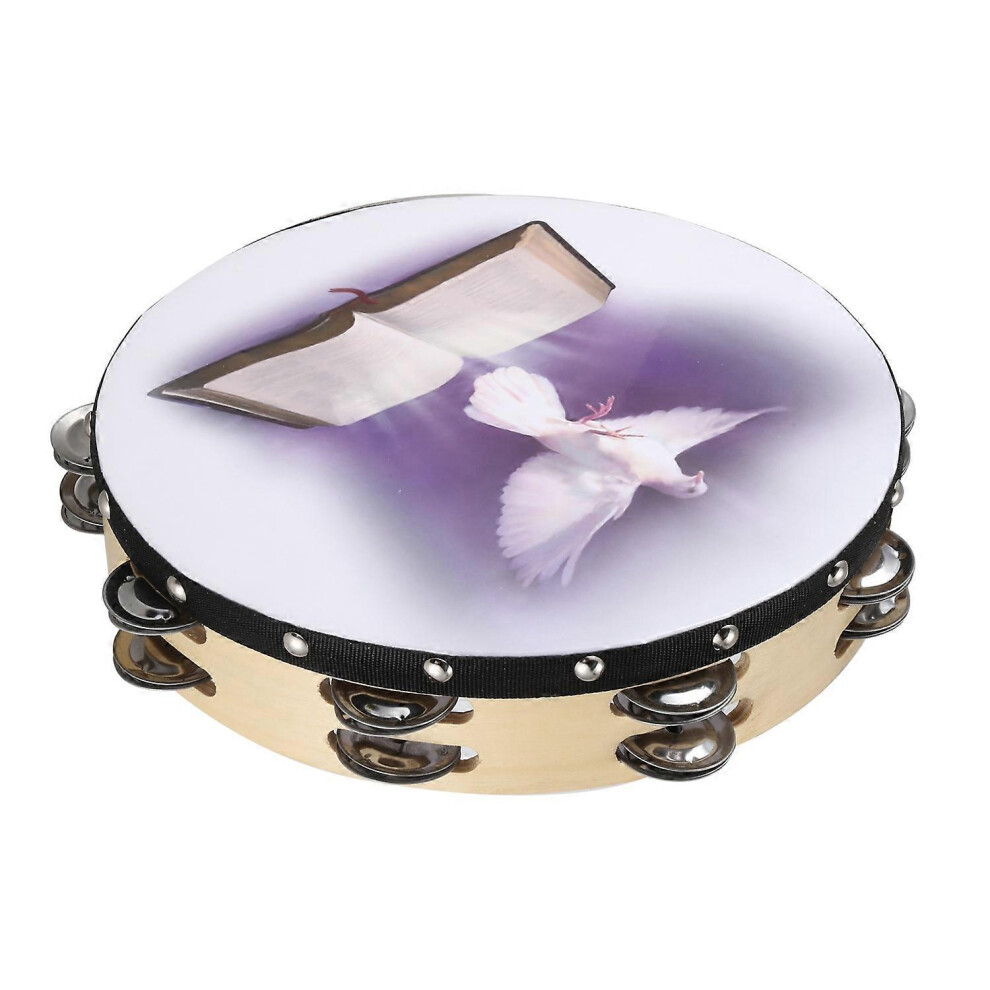 Tambourin en bois à double rangée de 25 cm (10 pouces) - Instrument de ...