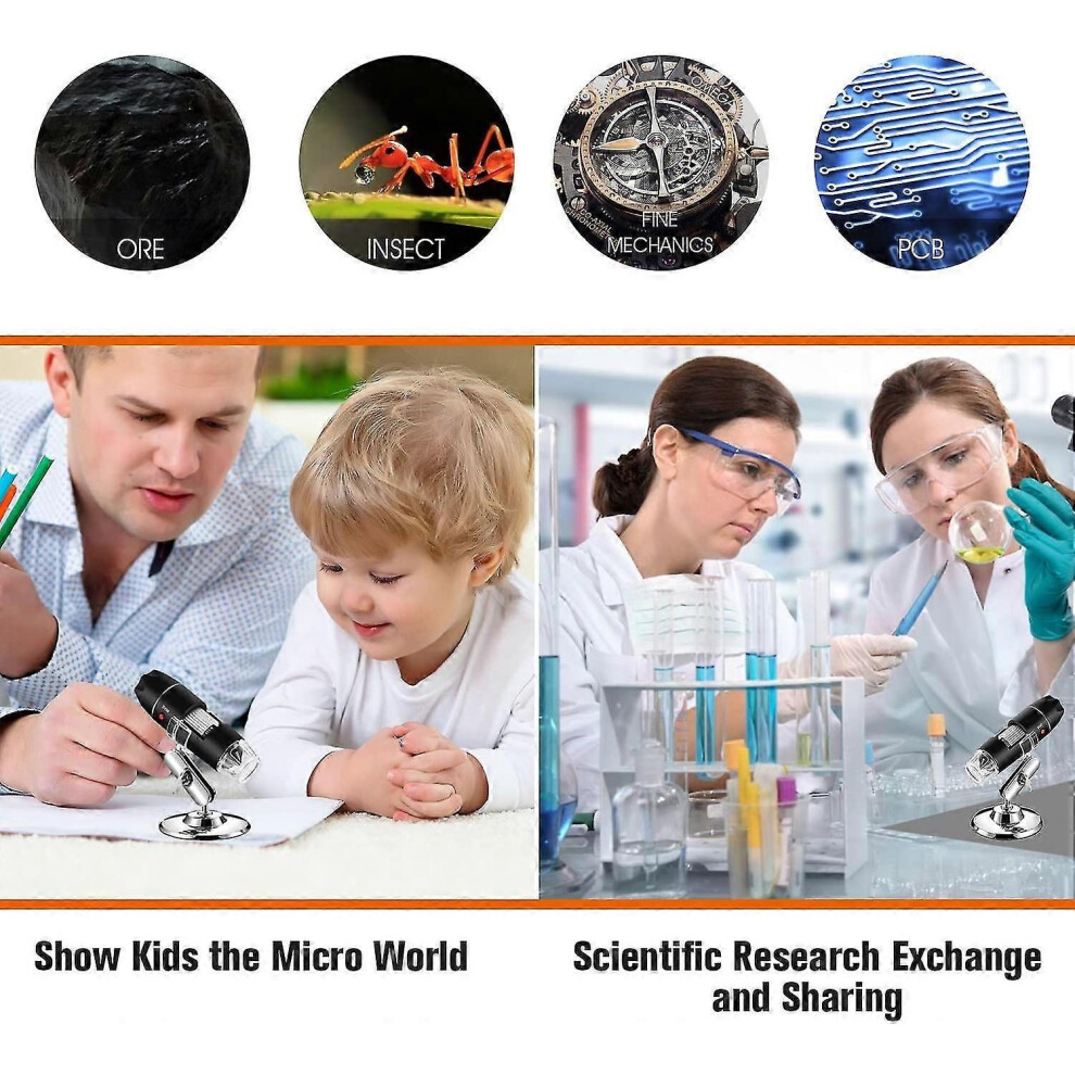 Usb Digital Microscope, Portable 40x-1000x Magnification Endoscope, 8 ...