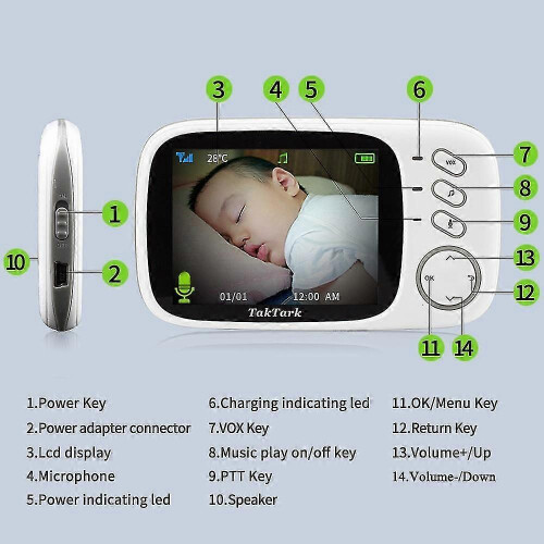 3.2 Inch Wireless Night Vision Temperature Monitoring Video Color Baby ...