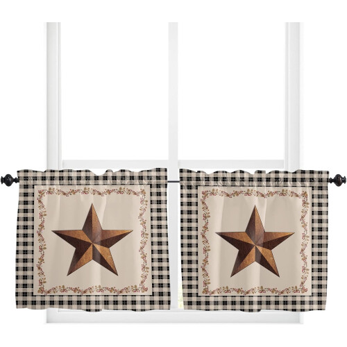 Landelijke gelaagde gordijnen, 91 cm lang x 70 cm breed, 2 panelen on OnBuy