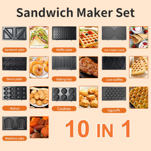 (Eight-in-one, US Standard) US Standard 10-in-1 Sandwich Maker ...