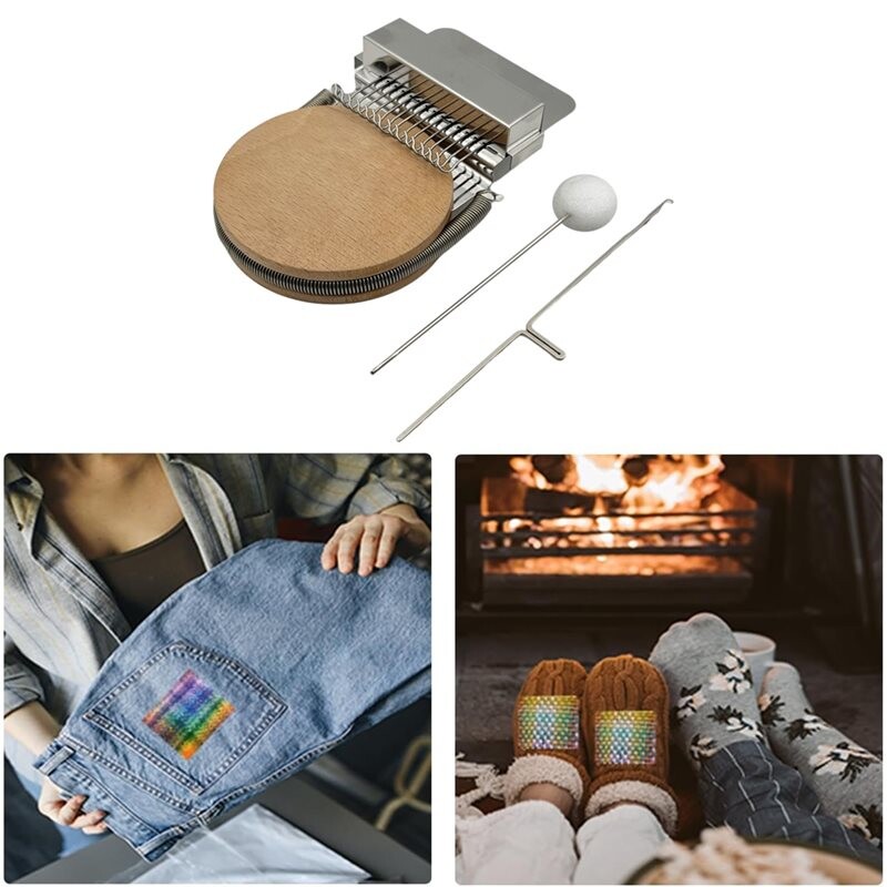 14 Needles Knit Patch Kit, Portable Darning Loom for Beginners,Hand ...