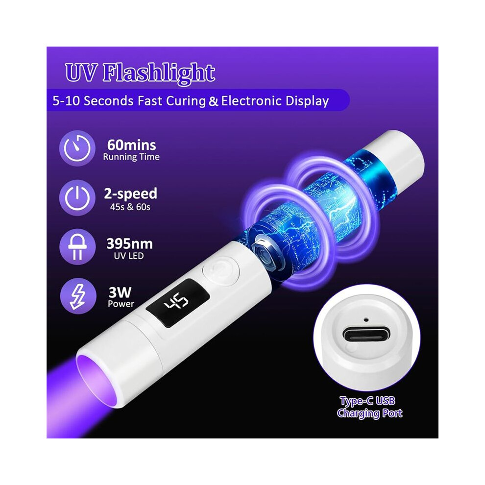 UV Light for Resin, Sided UV Light with UV Flashlight, 3-Speed Timer ...