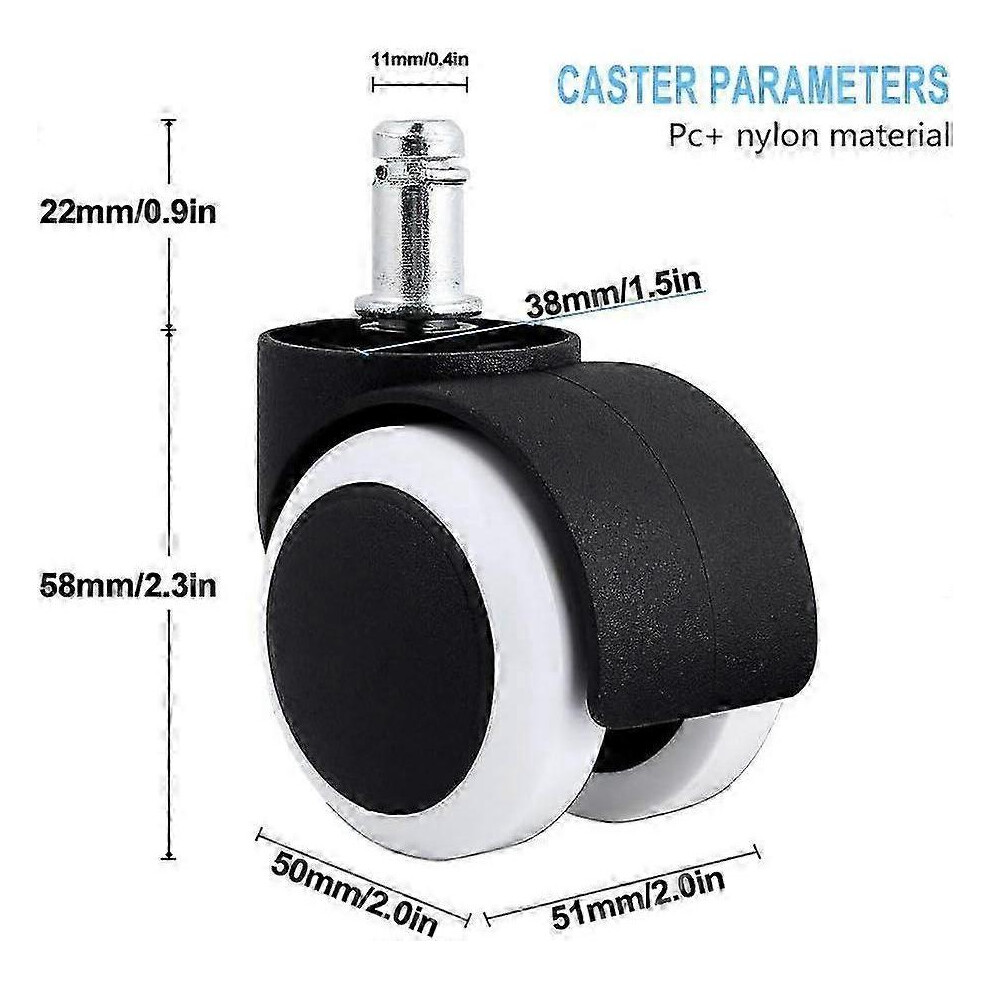 2026 New Office chair castors (5 pieces), Quiet hard floor castors ...