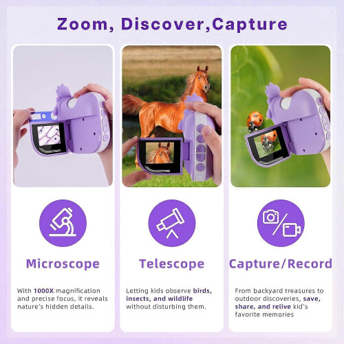 Dino Microscope for Kids, 1000x Portable Digital Microscope Camera with ...