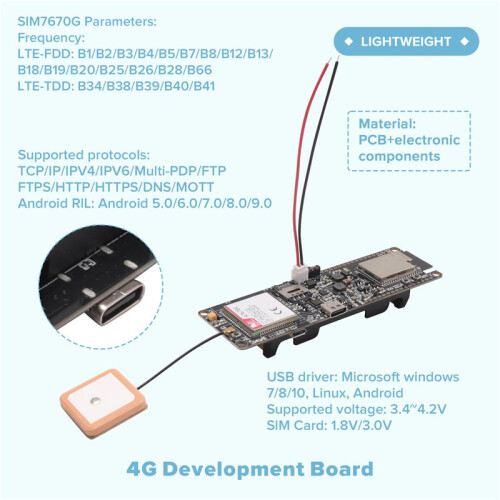 T-SIM7670G-S3 LTE 4G ESP32-S3 Development Board Cellulaire Module IOT ...
