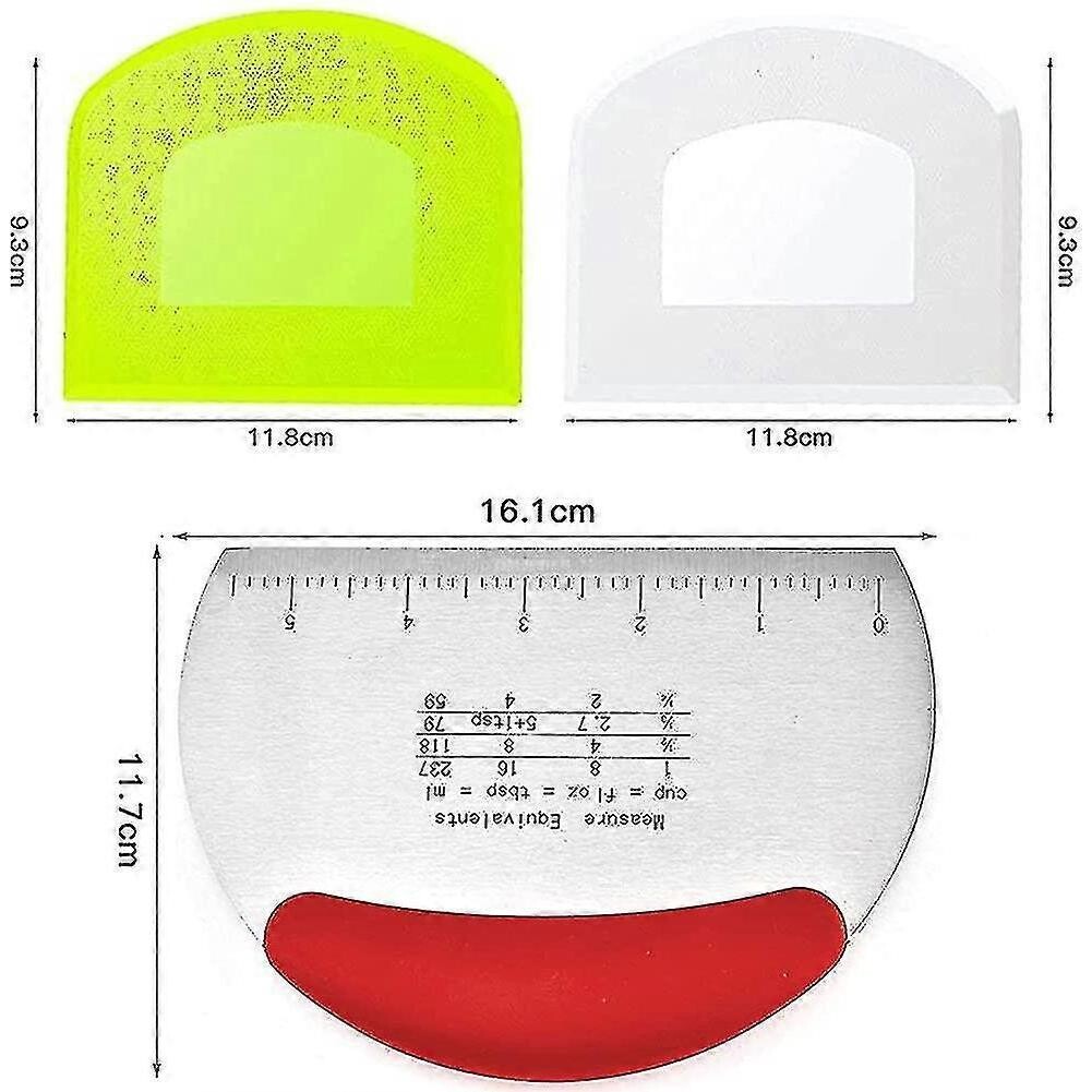1 Stainless Steel Dough Cutter + 2 Plastic Spatulas Baking Dough ...
