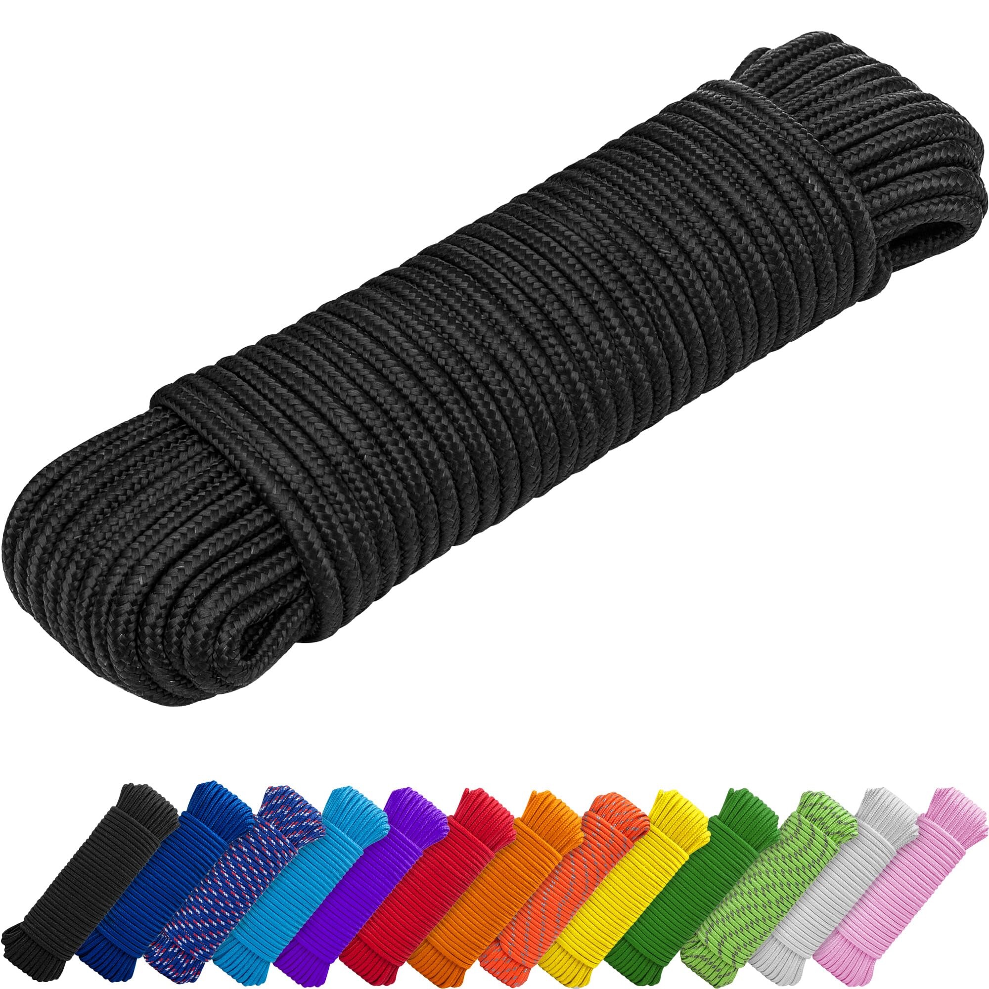 TECEUM Rope – 27.5M x 10mm (3/8 Inch) – Black – Strong All-Purpose ...