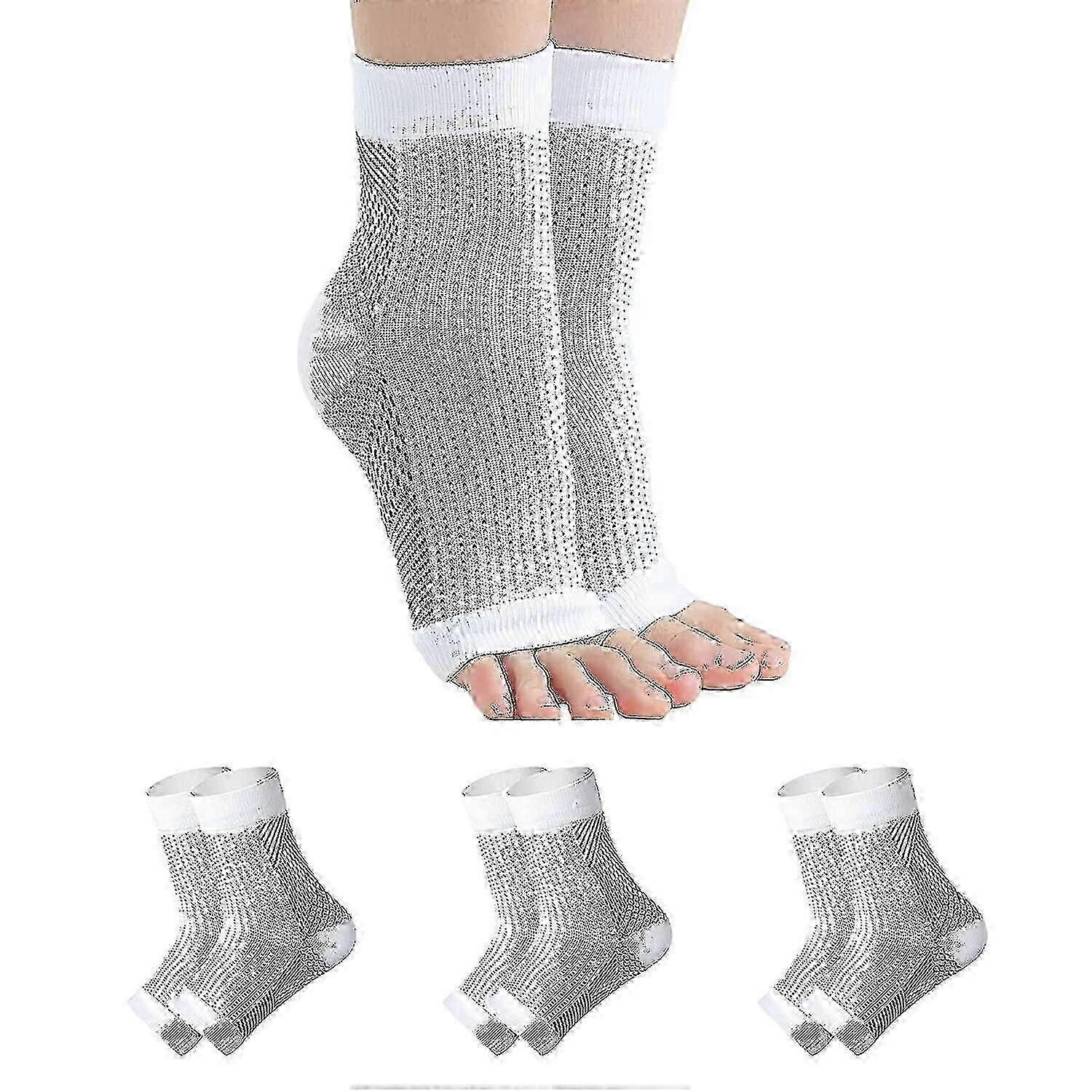 (L XL, White) 3 Pairs Compression Socks for Neuropathy, Tendonitis ...