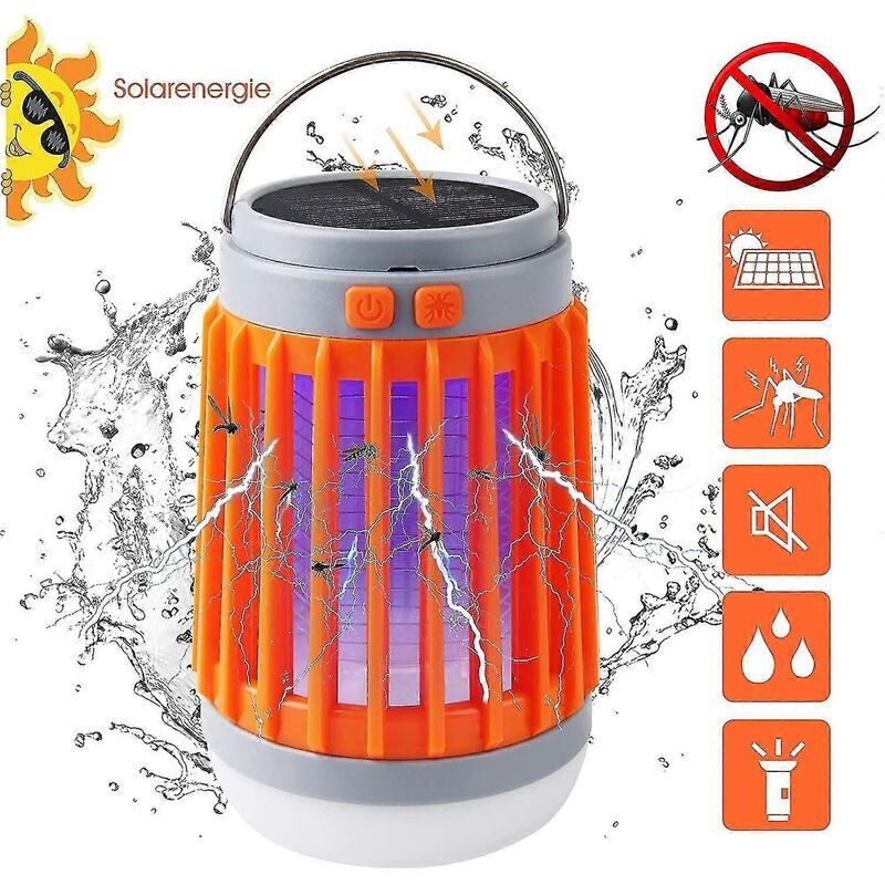 Lampe de camping anti-moustiques 3 en 1 orange avec éclairage LED ...