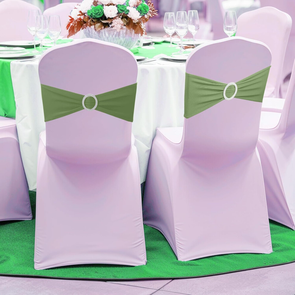 50 Pack Spandex Chair Bands with Slider Buckle, Stretchy Elastic Chair ...