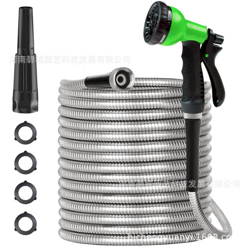 (75FT) 201 Stainless Steel Garden Soft Hose Water Gun Car Wash Kit For ...