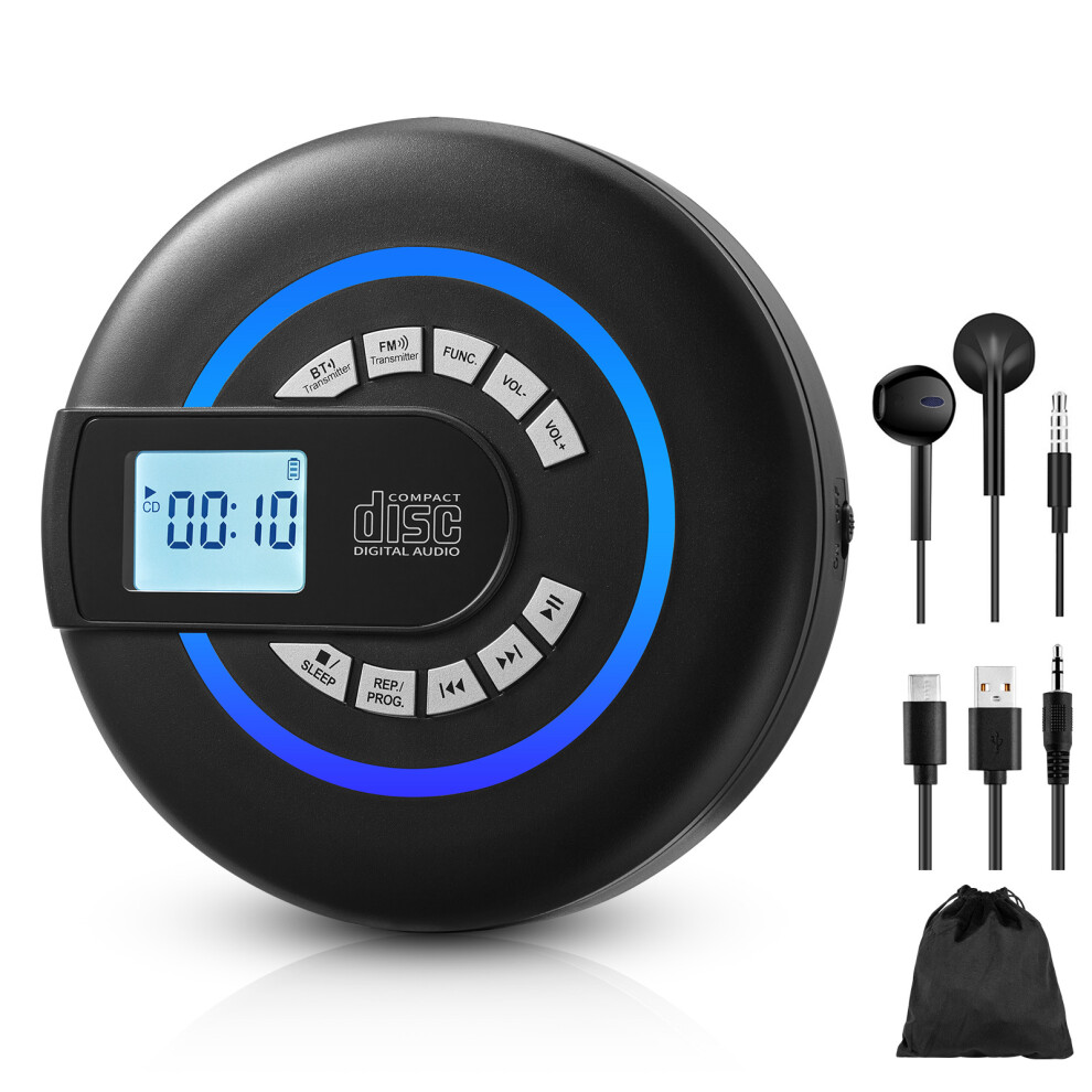 (Black) Lecteur CD Bluetooth multifonctionnel avec transmetteur FM et ...