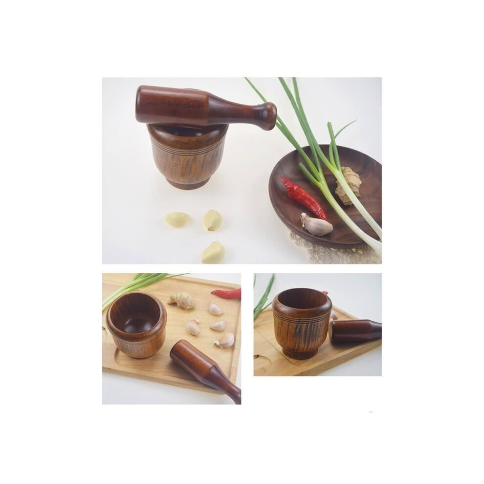 LAR Mortar and Pestle Set, Wooden Grinding Bowl, Home Kitchen Manual ...