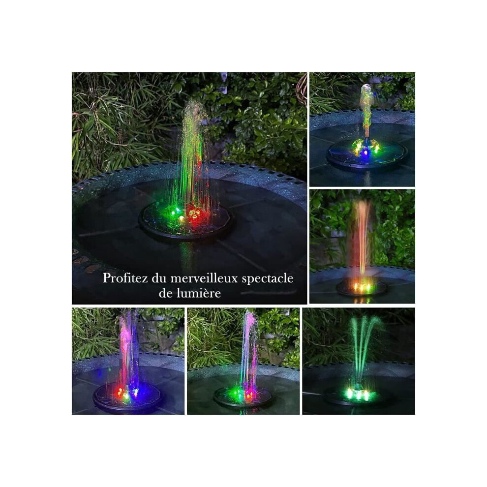 3-Watt-Solar-Gartenbrunnen mit Teichpumpe, farbigen LED-Leuchten und 7 ...