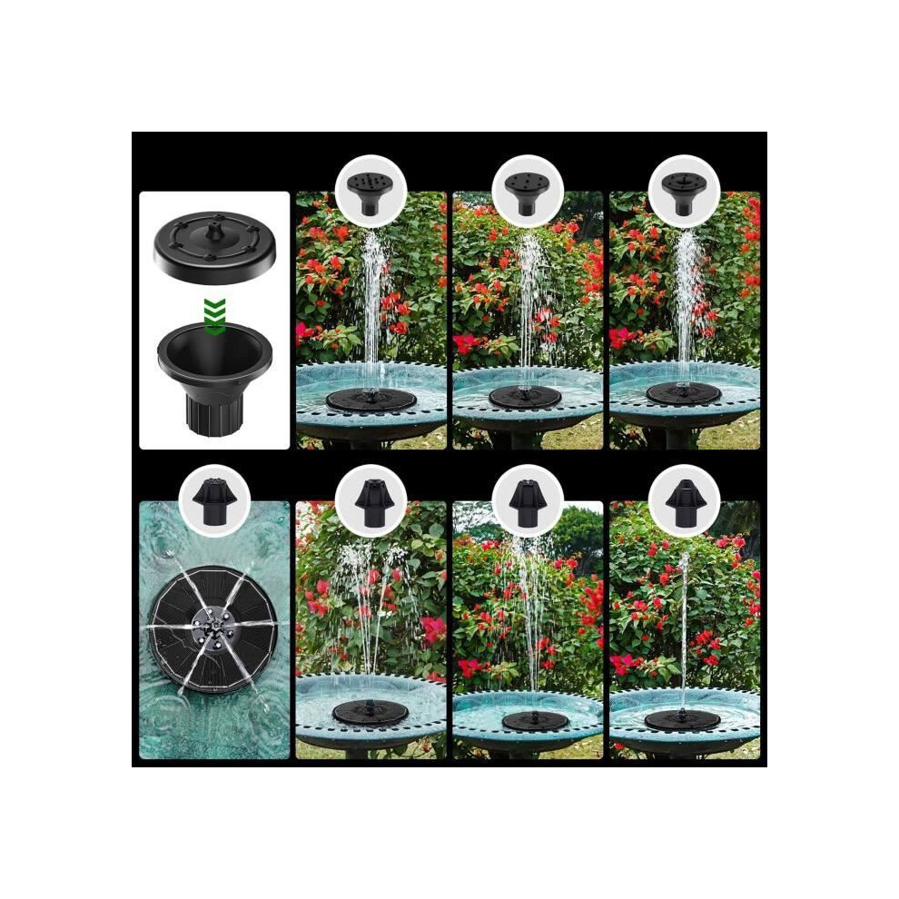 3-Watt-Solar-Gartenbrunnen mit Teichpumpe, farbigen LED-Leuchten und 7 ...