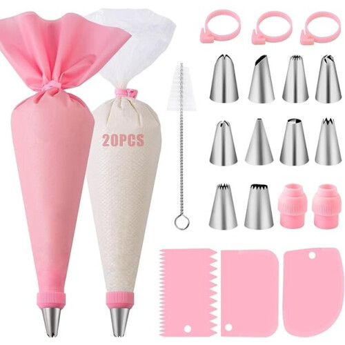 Pastry Bags and Tips Set, 40-Piece Cake Decorating Kit with Stainless ...