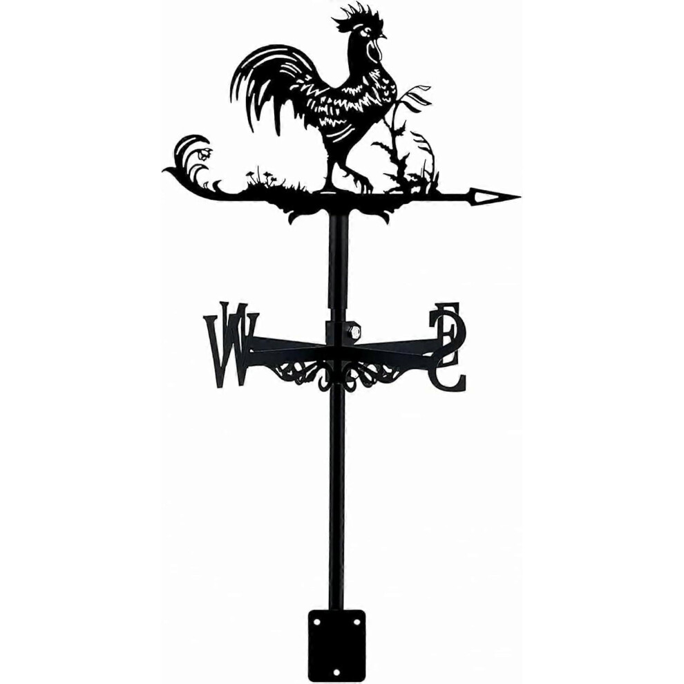 Rooster Weather Vane for Garden, Roof Mount Metal Wind Direction ...