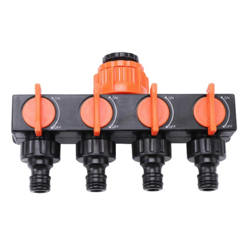 4 Way Garden Hose Splitter with Valves, Heavy Duty Outdoor Faucet ...