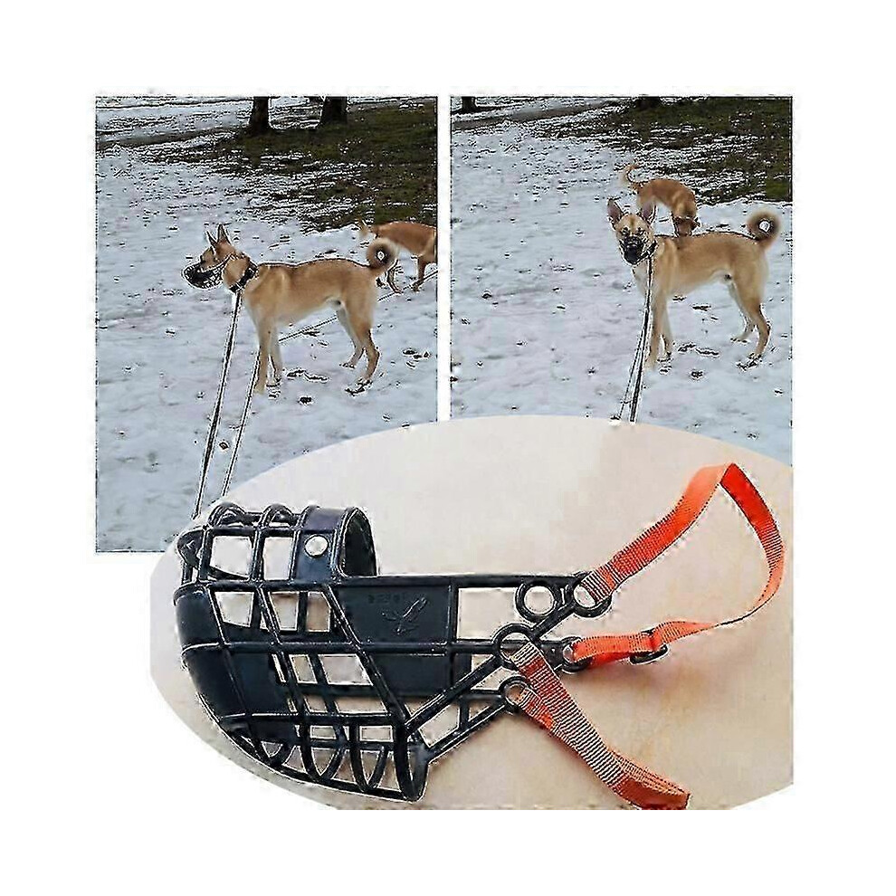 (L, Blue) Adjustable Dog Muzzle Plastic Mask Anti-Barking Bite Mouth ...