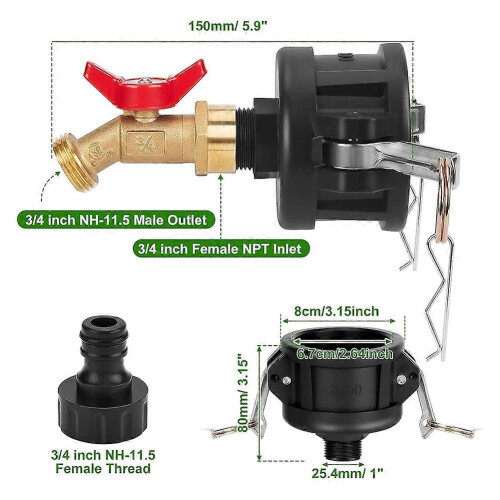IBC Tote Adapter with 2 Inch Cam Lock for 275-330 Gallon Tanks, Brass ...