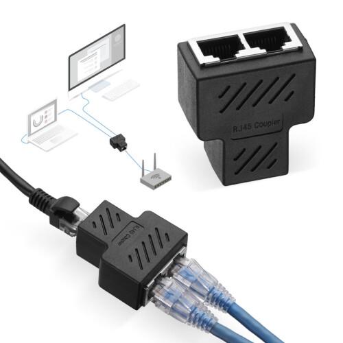 RJ45 Splitter Adapter Cat5 Cat6 Cat7 Ethernet Cable LAN Port 1 to 2 ...