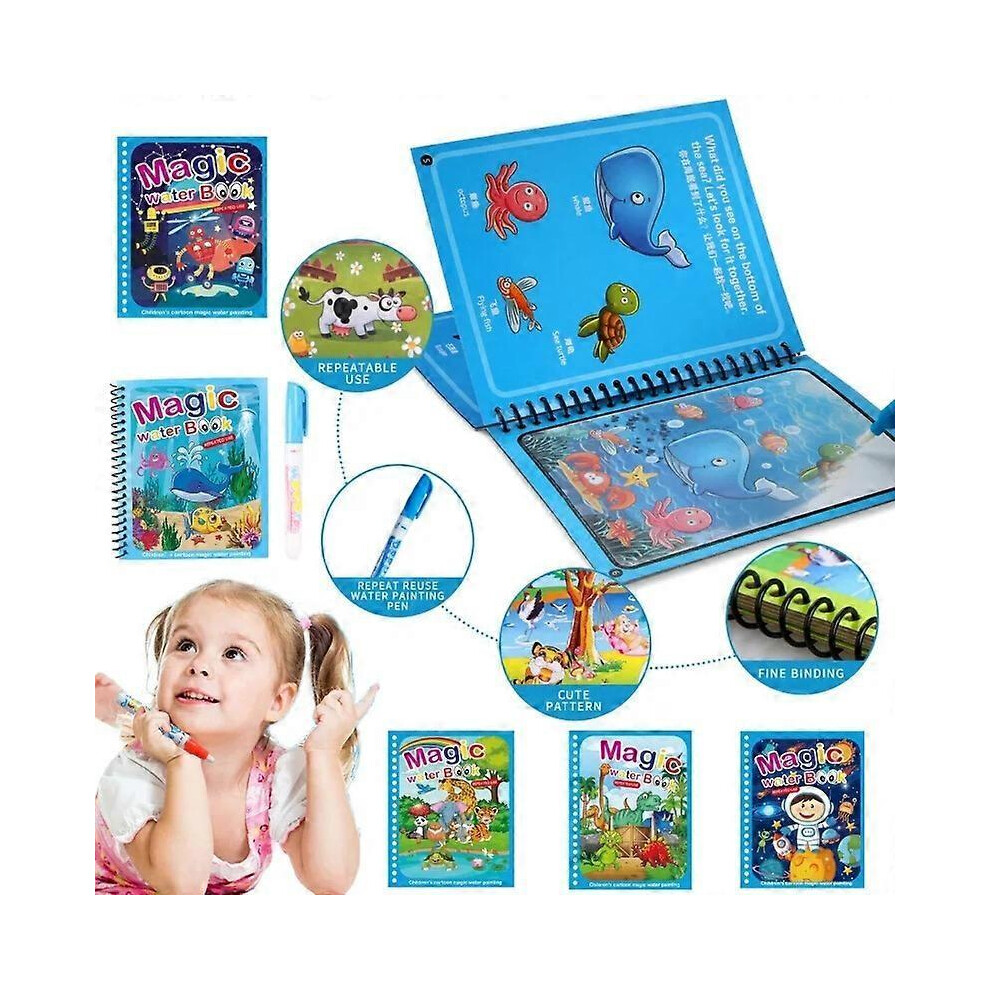(Marine Life B) Drawing Coloring Pages for Kids Magic Water Book with ...