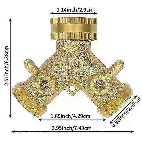 Brass 3/4 Inch Garden Hose Y-Splitter Connector, 2-Way Outdoor Faucet ...