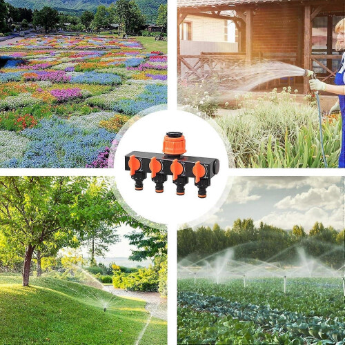 4 Way Garden Hose Splitter with Valves, Heavy Duty Outdoor Faucet ...