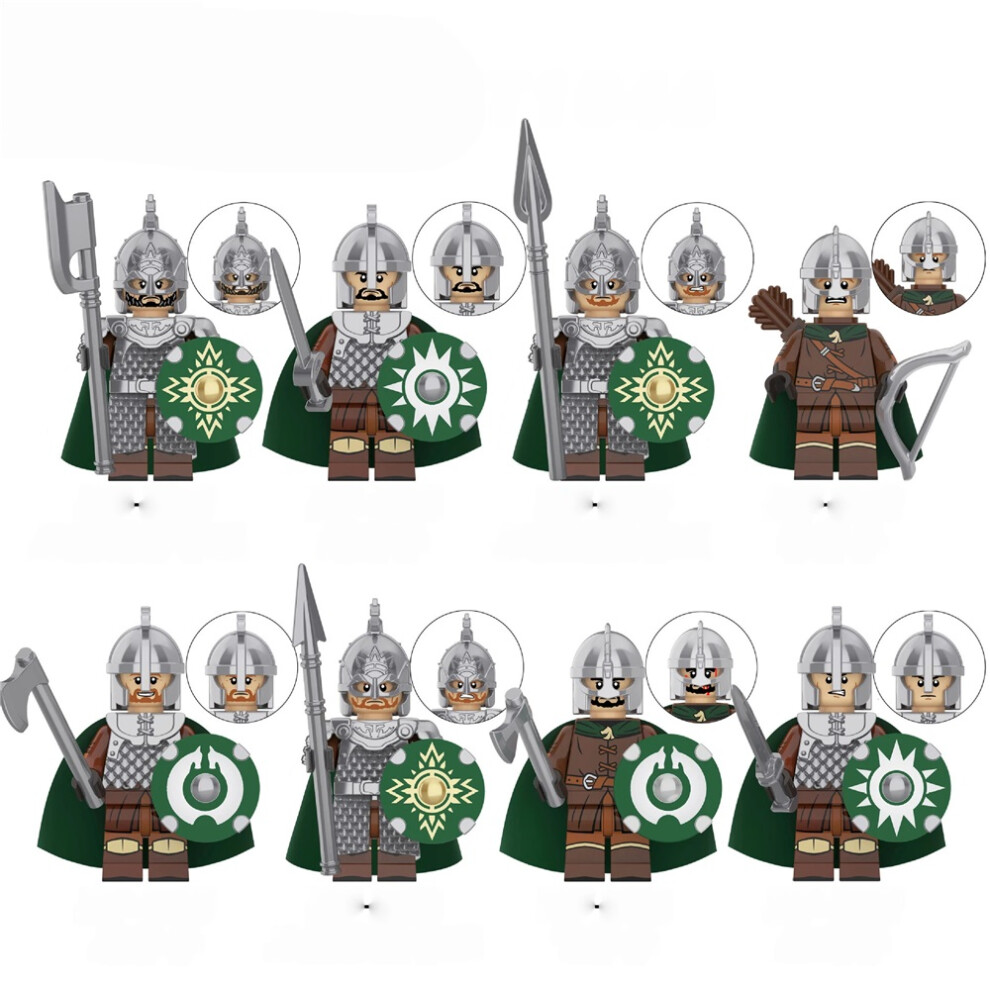 (8pcs) Medieval Rohan Knight Archer Axe Warrior Minifigures Fit Lego on ...