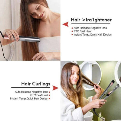Ceramic Hair Straightener and Curler with Temperature Control, Multi ...