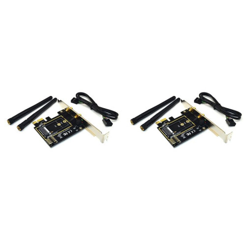 2X M.2 Wifi Adapter M2 Ngff Key A-E to Pci Express Wifi Raiser PCI-E 1X ...